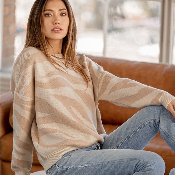 Lulus | Sweaters | New Lulus Your New Favorite Zebra Print And Cream ...
